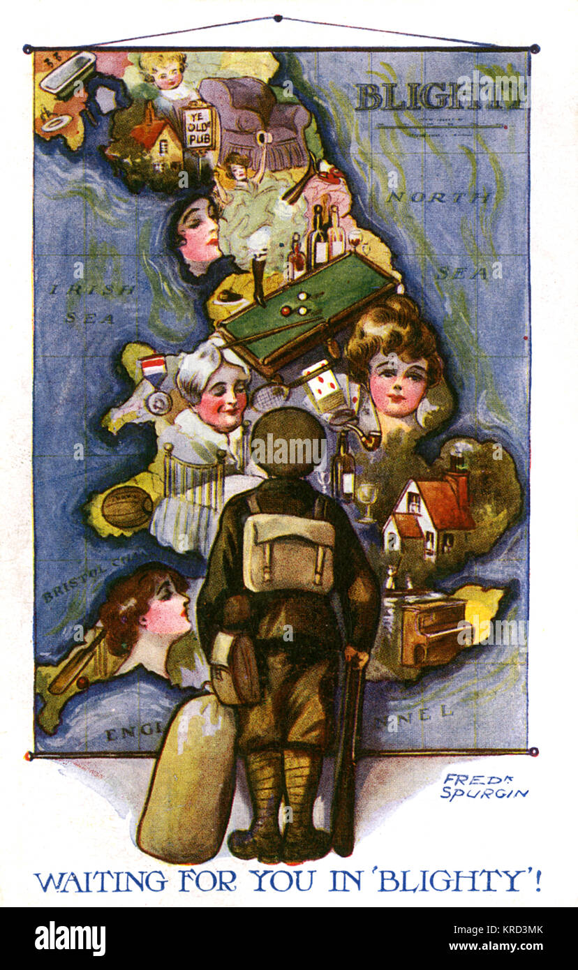 Waiting for You in Blighty - WW1 postcard Stock Photo - Alamy