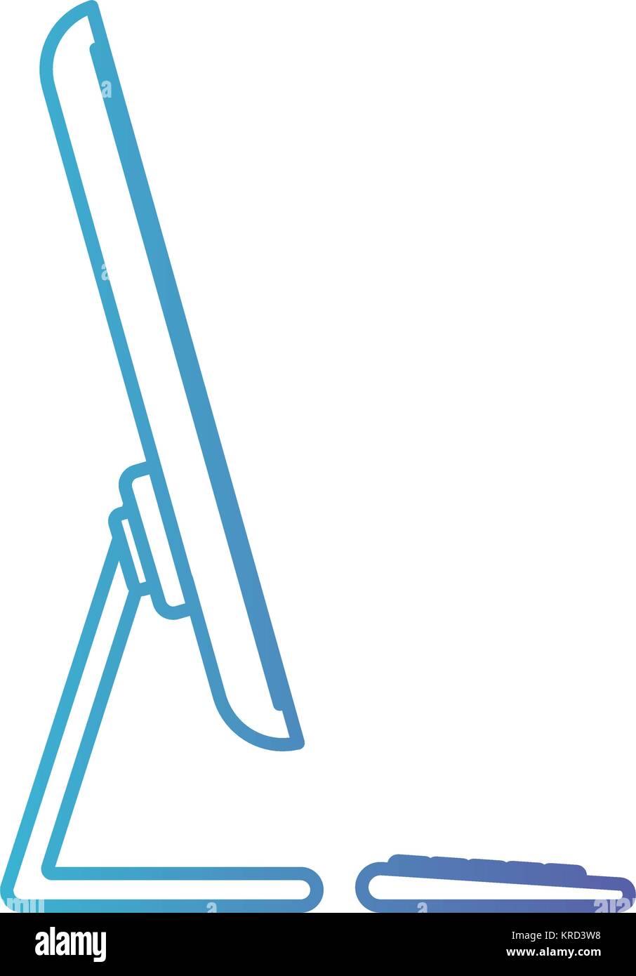 desktop computer side view in degraded blue to purple color contour ...