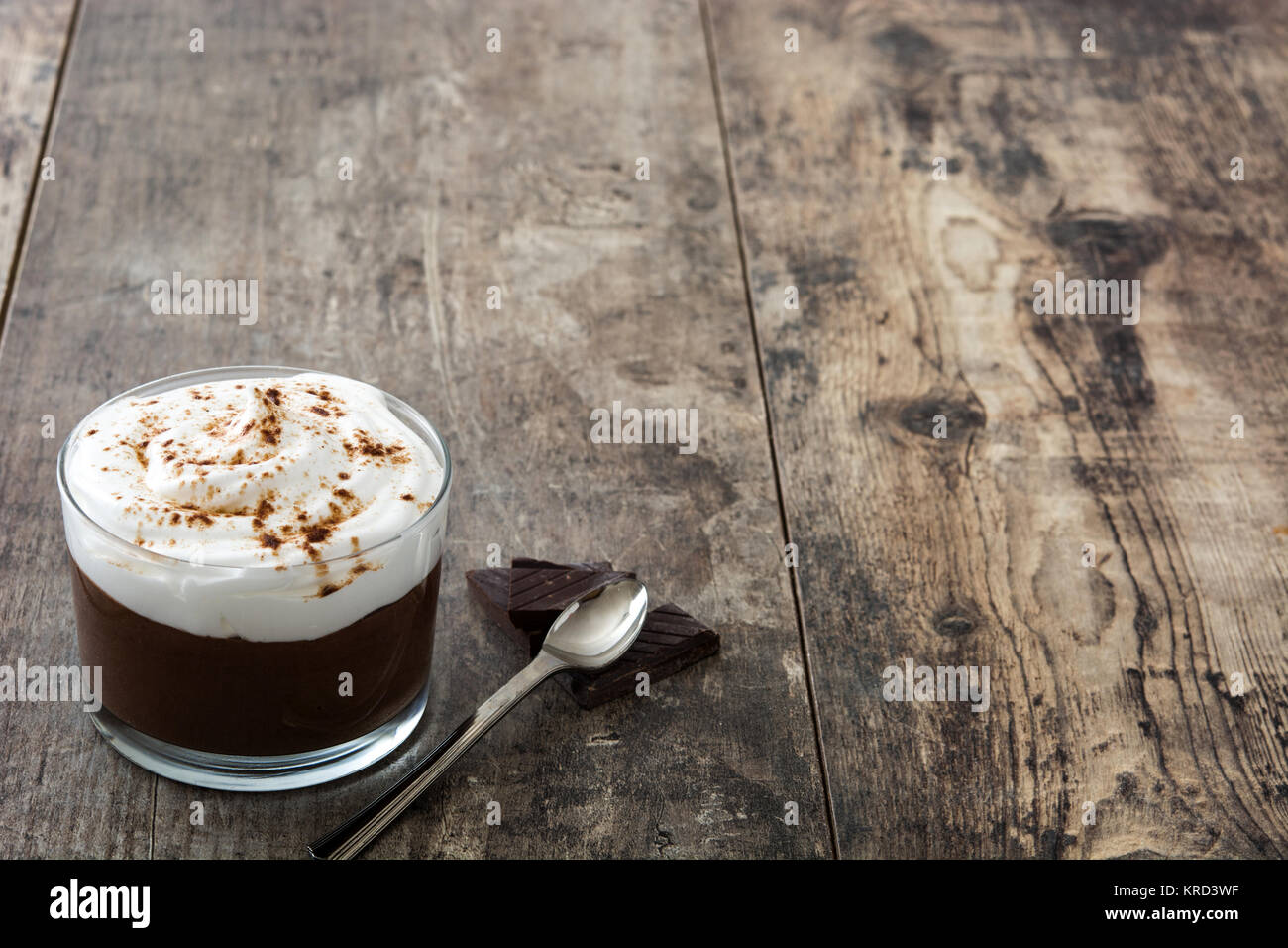 Chocolate mousse on wooden table Stock Photo - Alamy