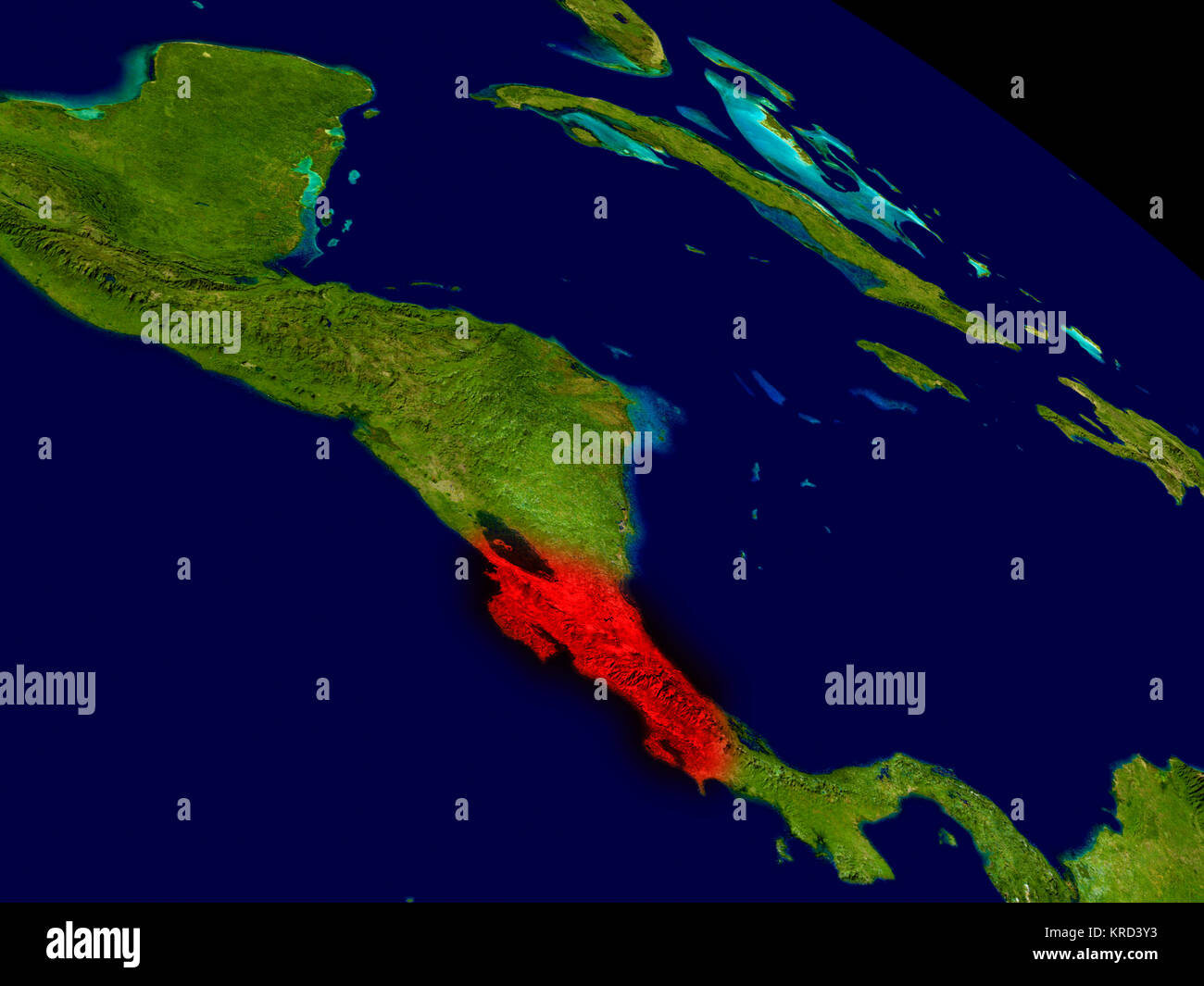 Costa Rica from space Stock Photo - Alamy