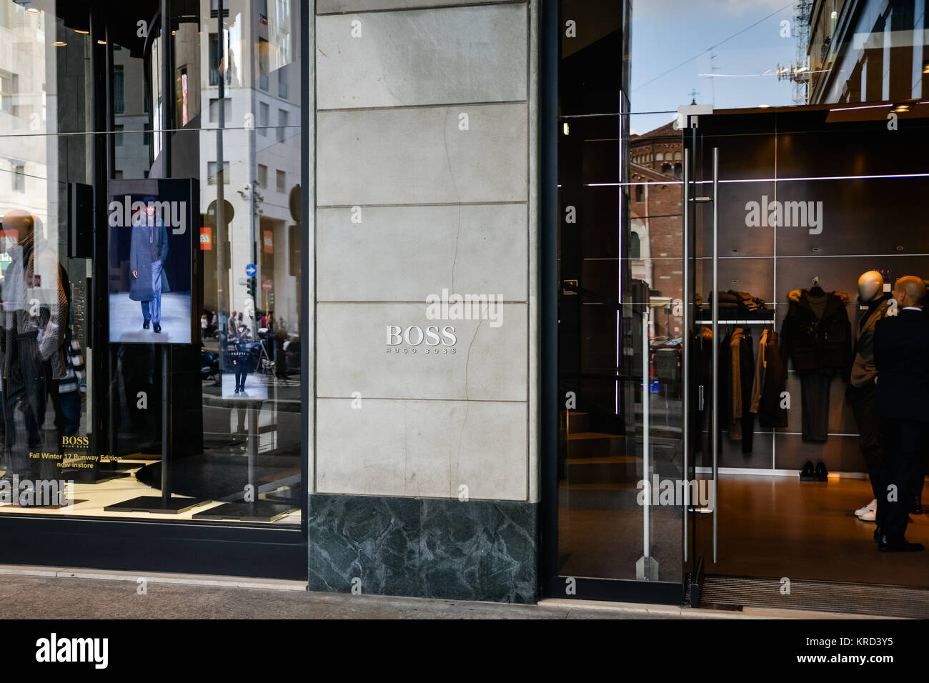 Milan, Italy - September 24, 2017: Hugo Boss store in Milan. Fashion ...