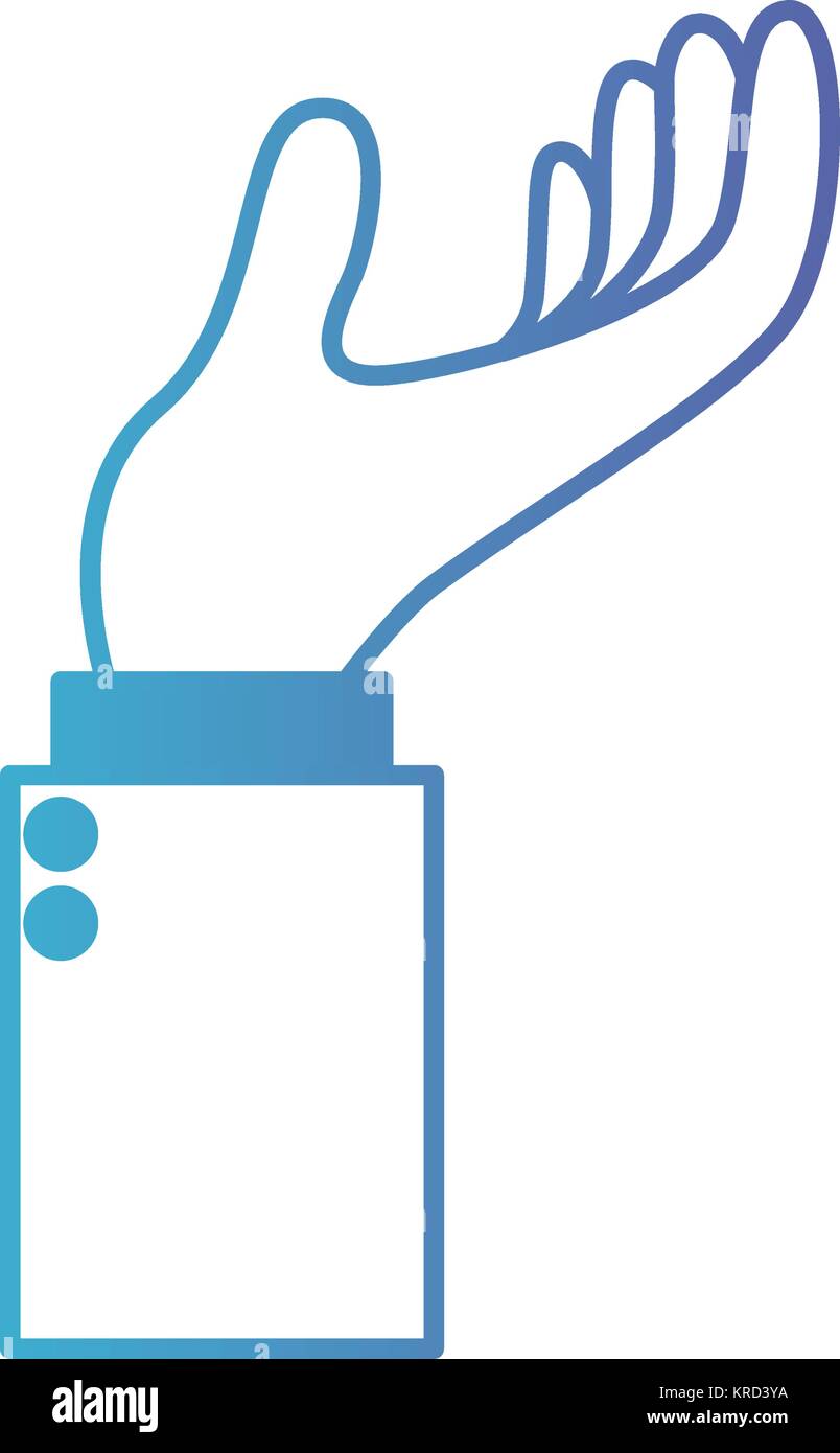 business hand side view gesture hold on in degraded blue to purple ...