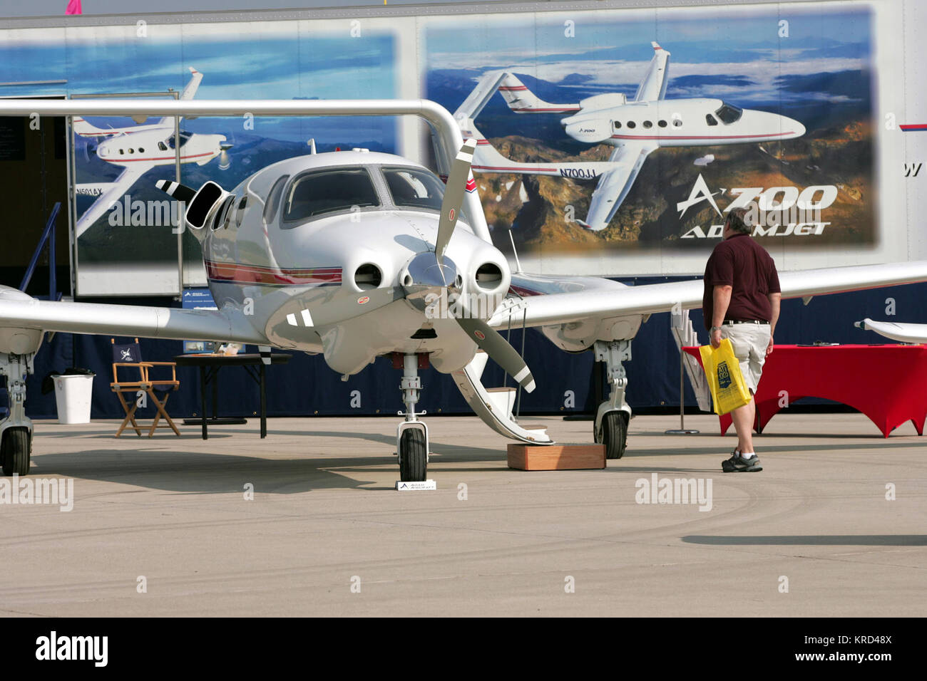 Michael Jones of Danville, VA checks out the A500 Twin -piston aircraft ...