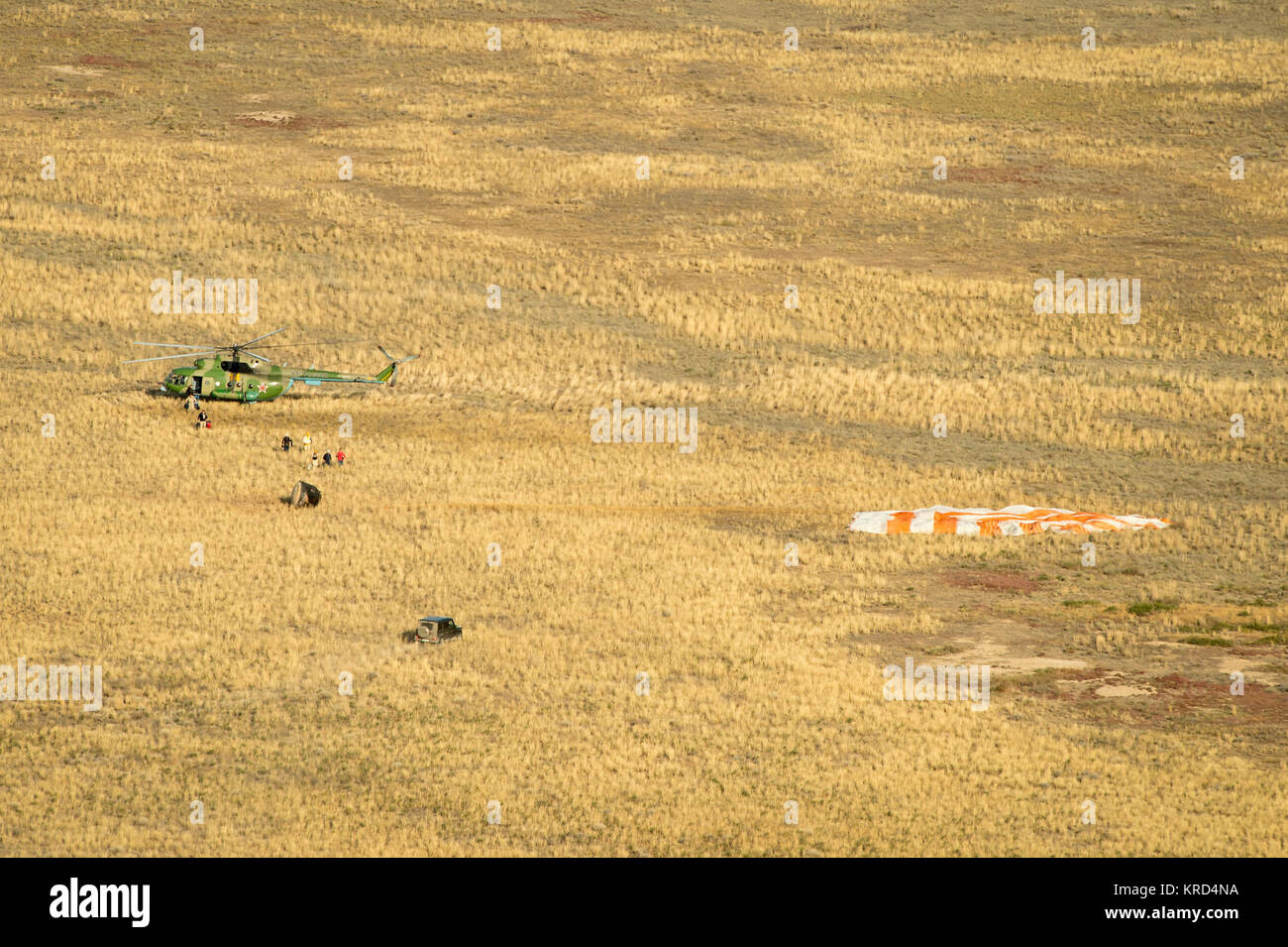 Russian search and rescue teams arrive just moments after the landing ...