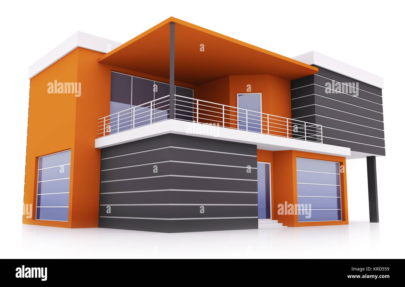 Exterior of modern orange black private house Stock Photo - Alamy