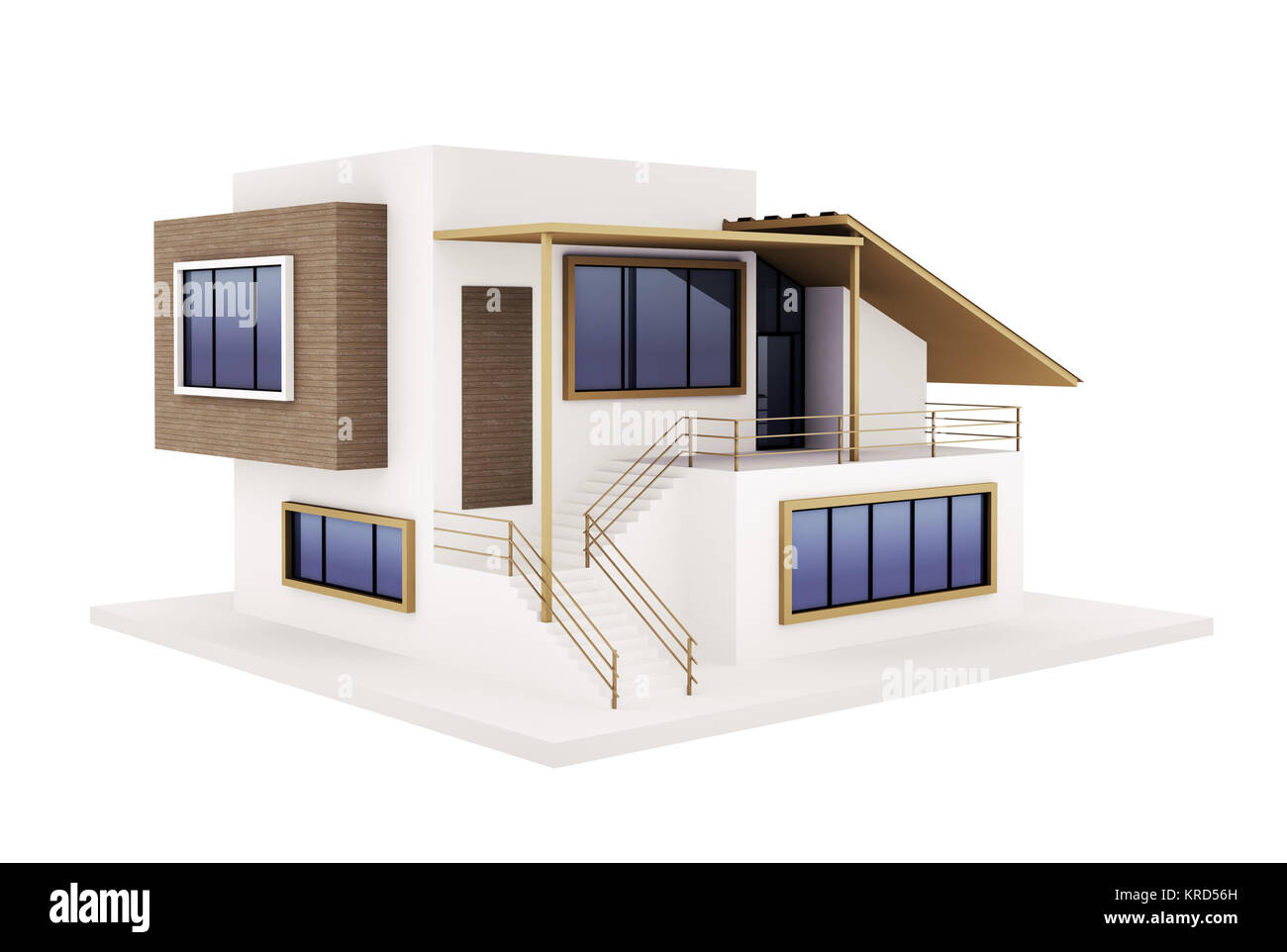 Exterior of modern private house over white Stock Photo - Alamy