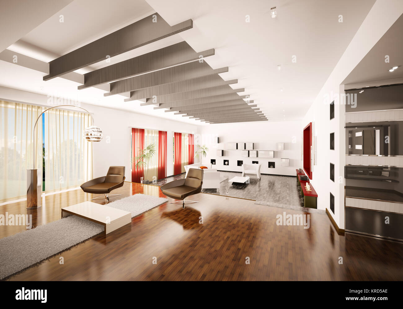 Home interior of modern apartment 3d render Stock Photo - Alamy