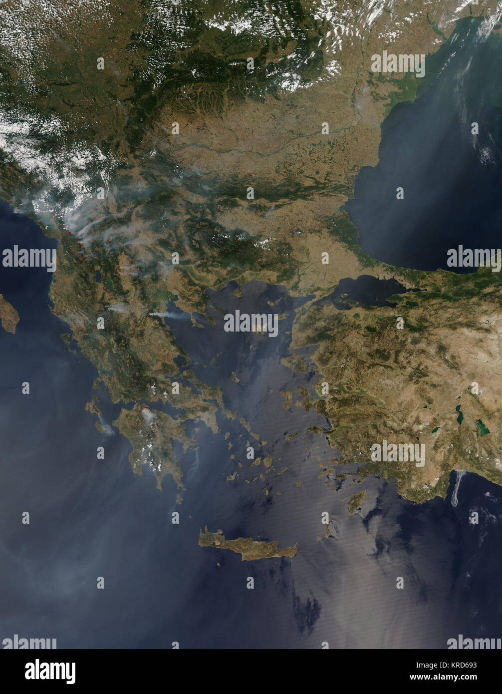 Balkan Fires, Earth from Aqua (EOS PM-1) (2007-07-25 Stock Photo - Alamy