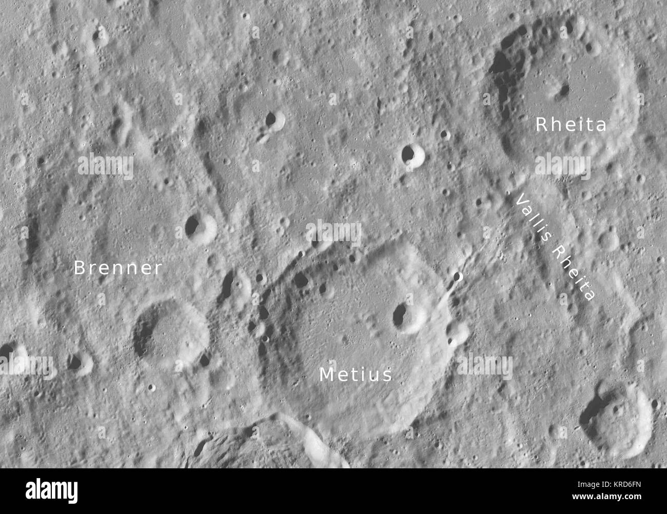 Brenner Metius Rheita - LROC - WAC Stock Photo - Alamy