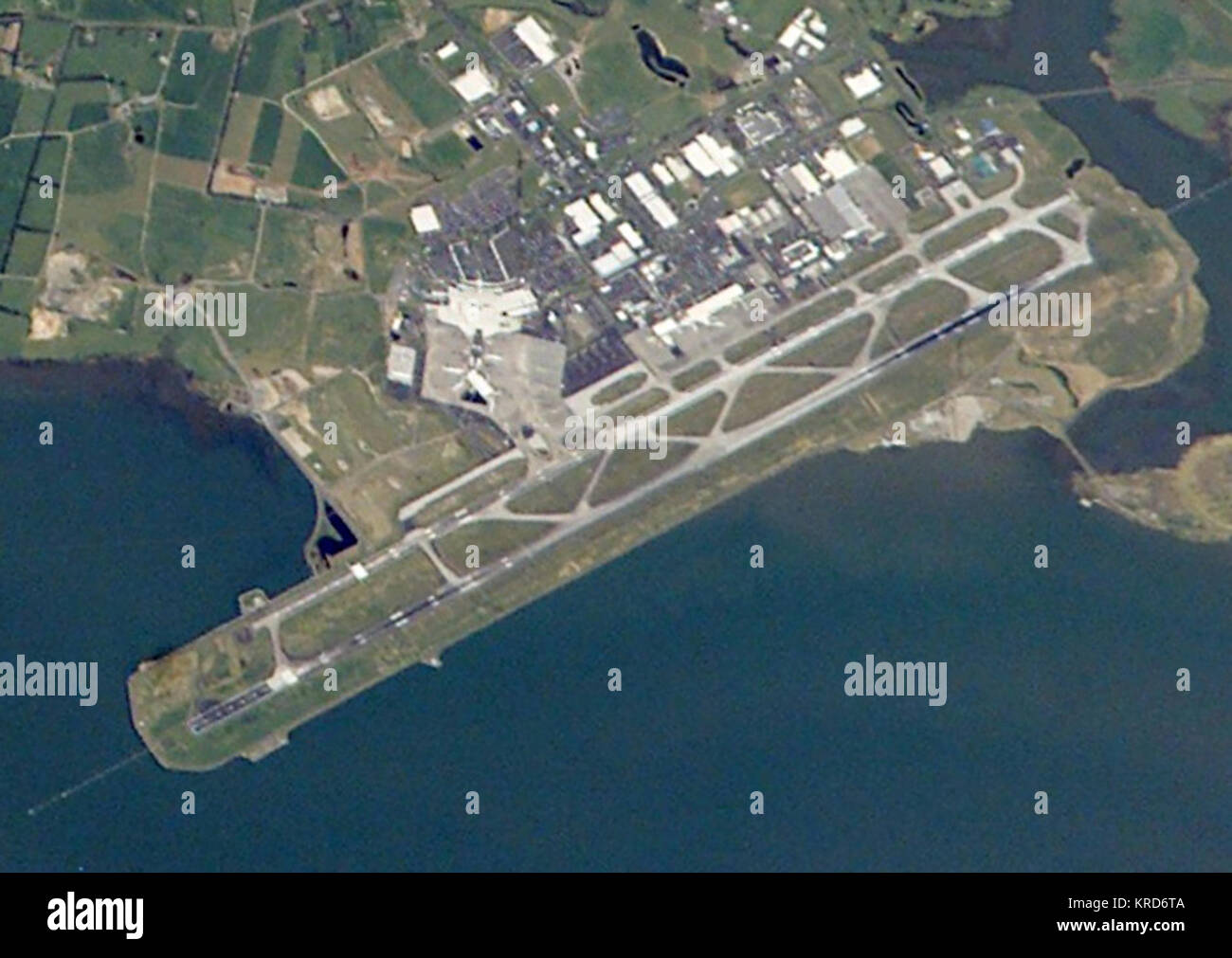 Auckland international airport from space Stock Photo - Alamy