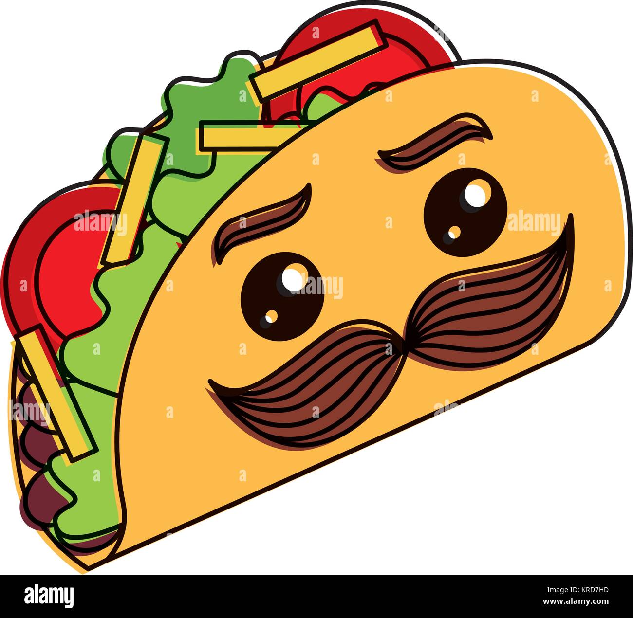 delicious mexican tacos with mustache kawaii Stock Vector Image & Art ...