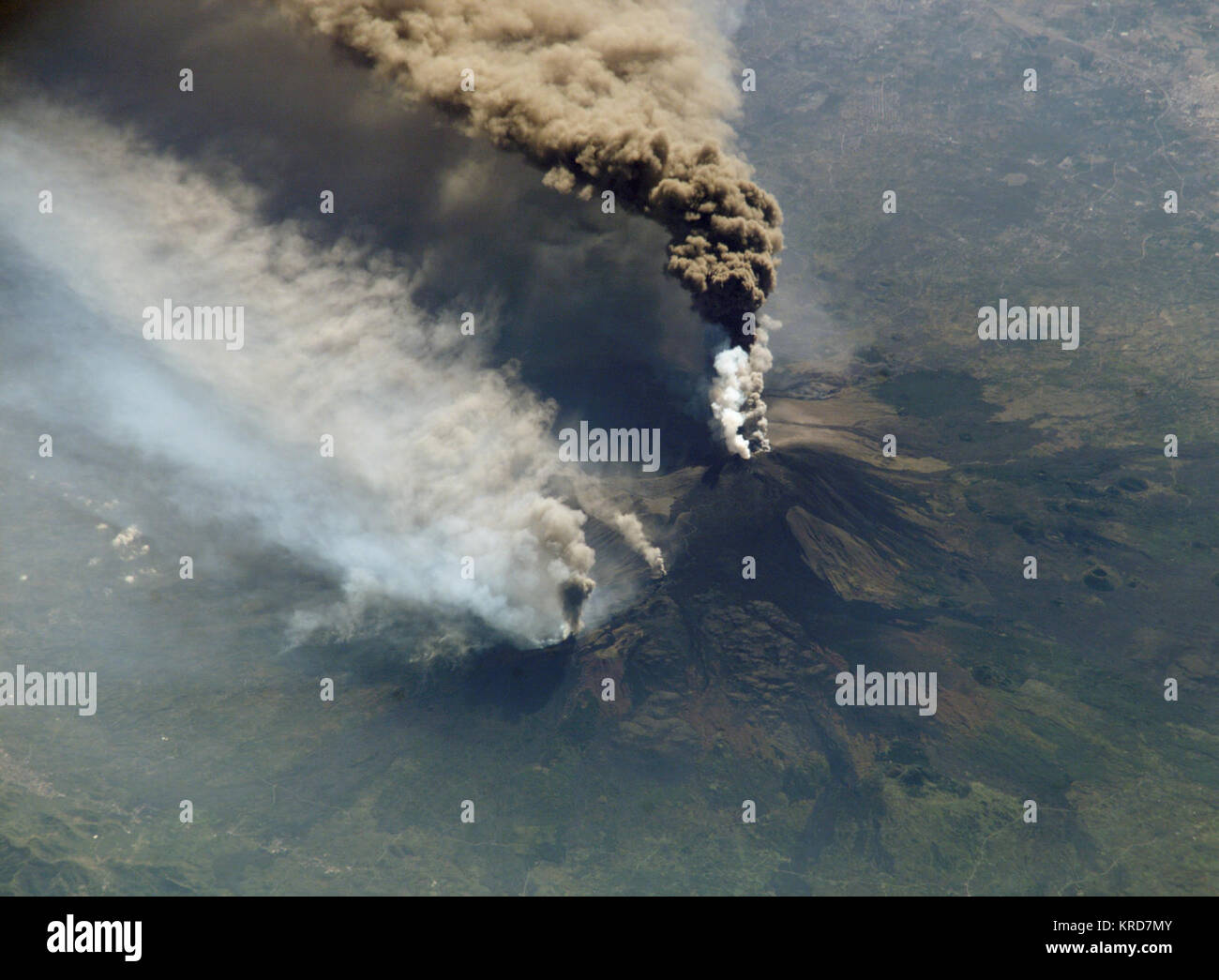 Etna eruption seen from the International Space Station Stock Photo - Alamy