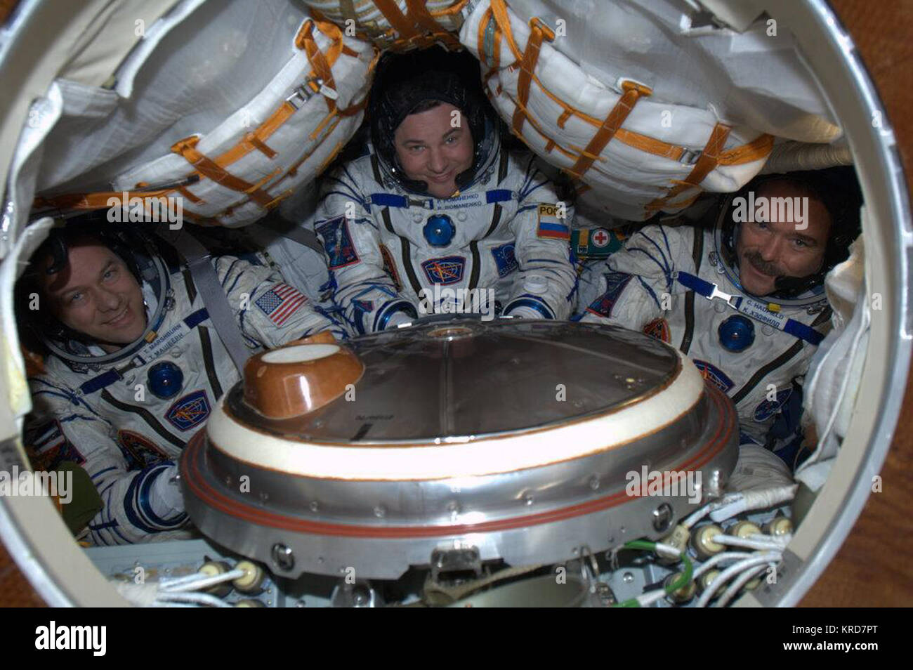 Expedition 35 Inside Soyuz TMA-07 Stock Photo - Alamy