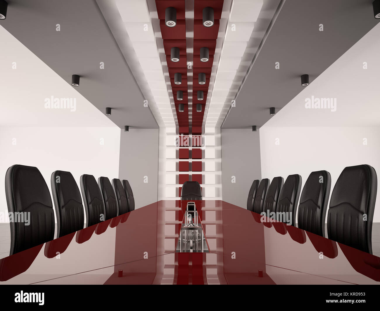 Modern boardroom with red table interior 3d render Stock Photo - Alamy