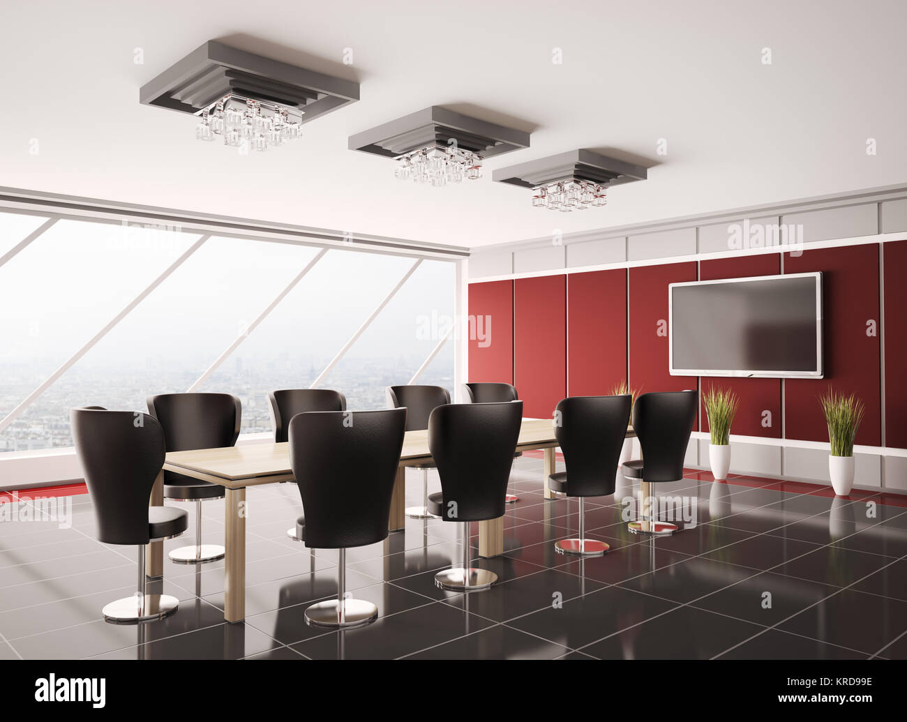 Modern boardroom with lcd interior 3d render Stock Photo - Alamy