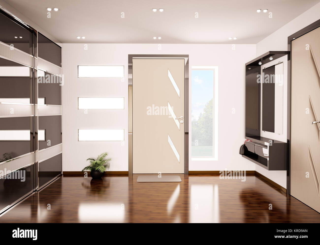 Modern interior of hall 3d render Stock Photo - Alamy