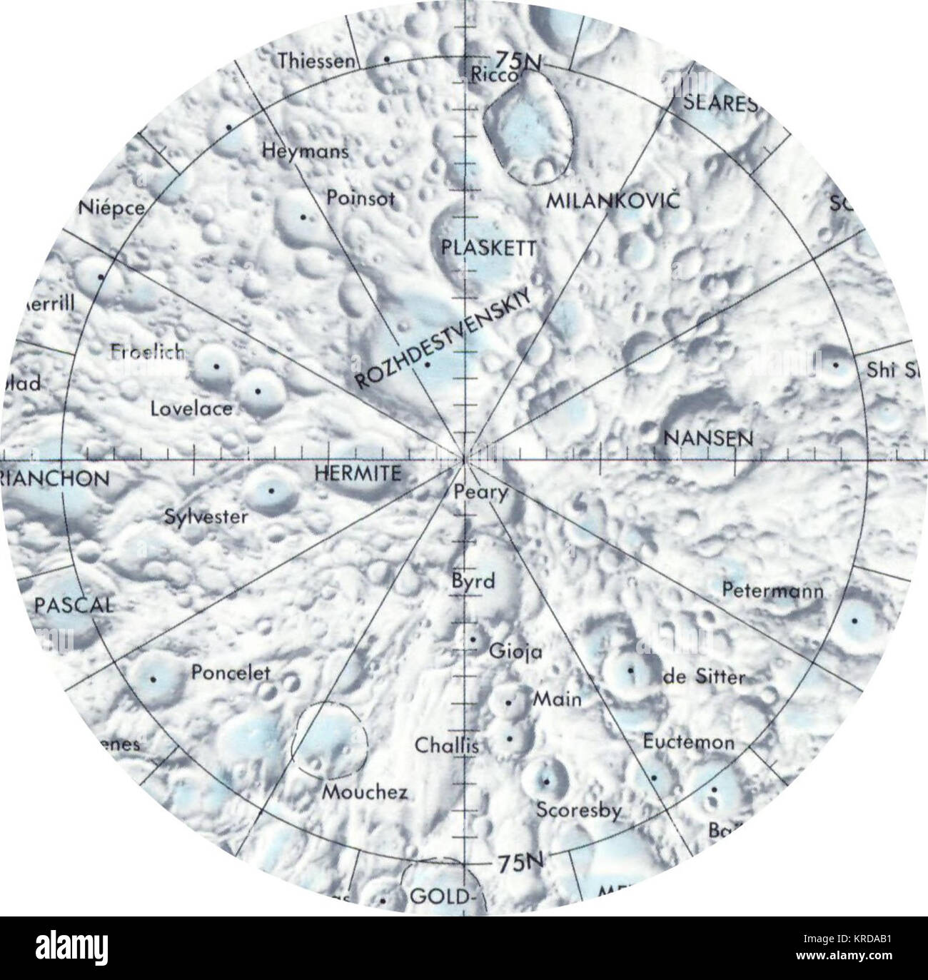 Moon Map - Northern pole - LPC1 - NASA Stock Photo - Alamy