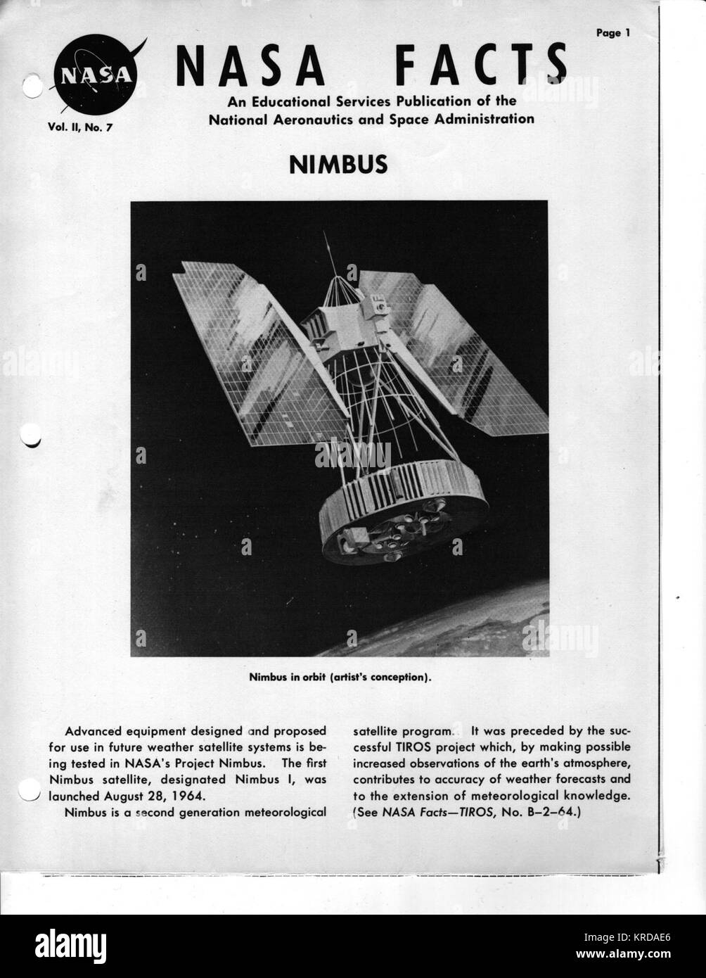 NASA FACTS Volume II Number 7 NIMBUS page 01 Stock Photo - Alamy