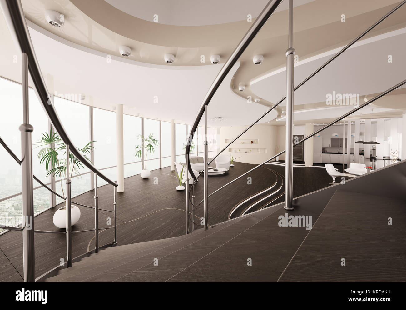 Interior apartment stairs 3d hi-res stock photography and images - Alamy