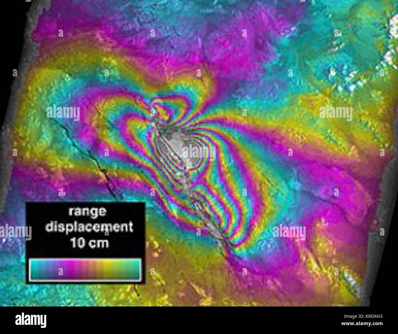 NASA Hectormine Earthquake Interferogram Stock Photo - Alamy