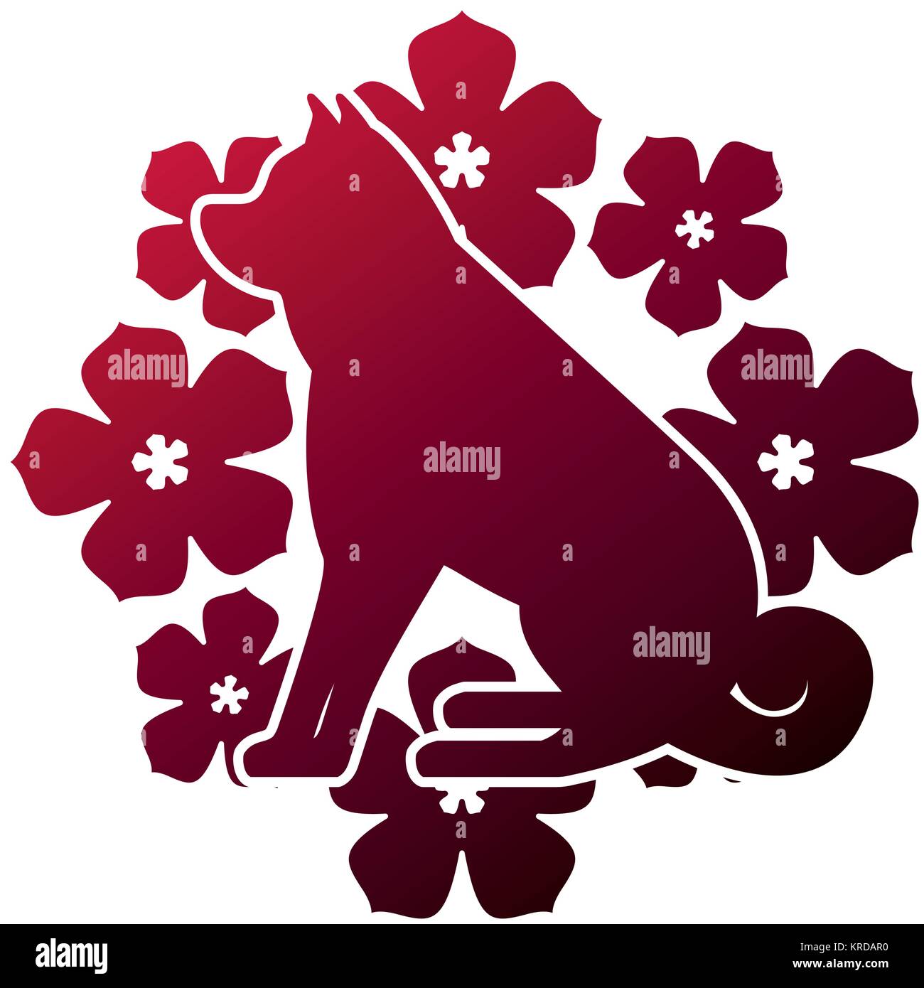 dog mascot silhouette with floral background Stock Vector Image & Art ...