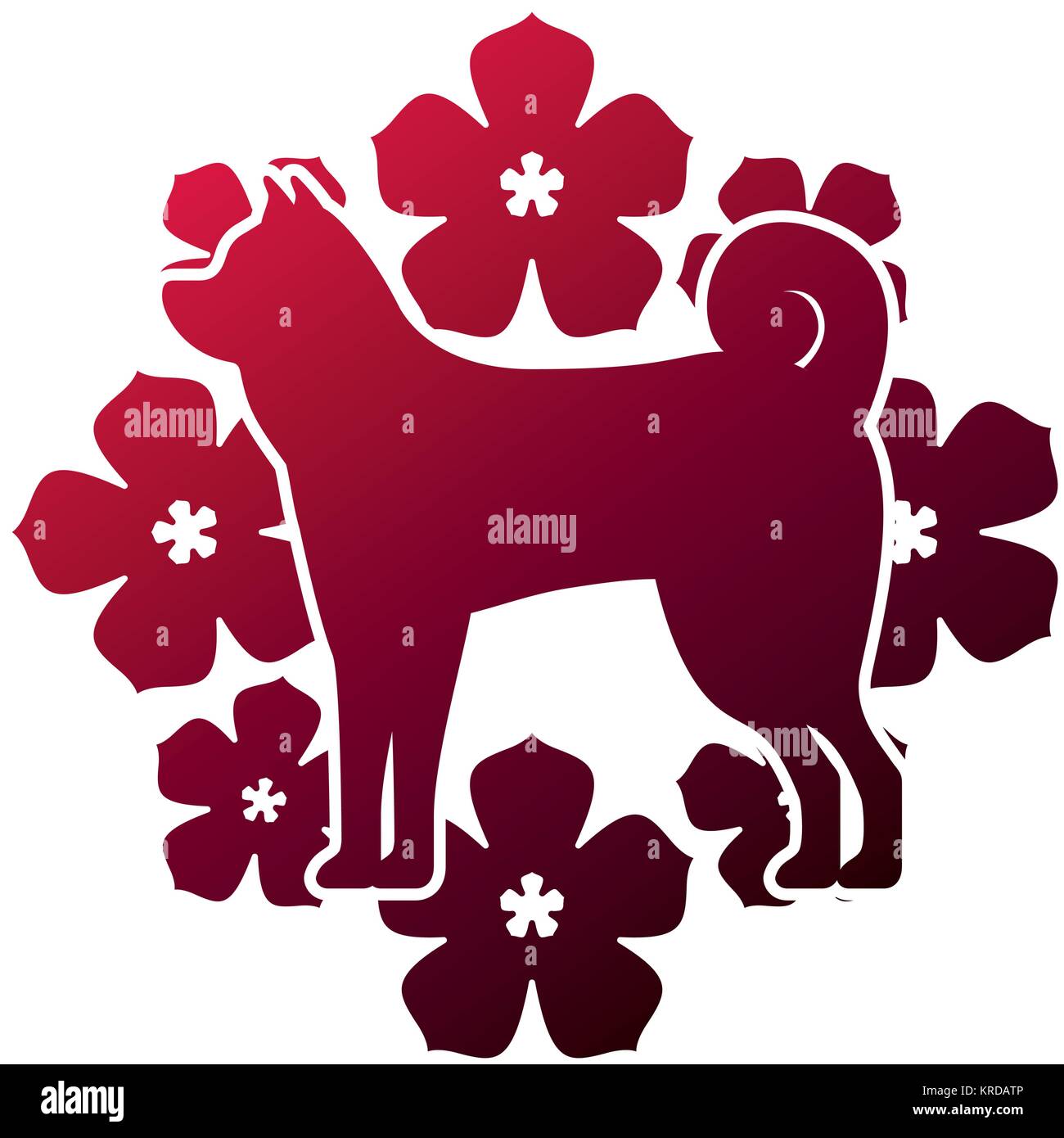 dog mascot silhouette with floral background Stock Vector Image & Art ...