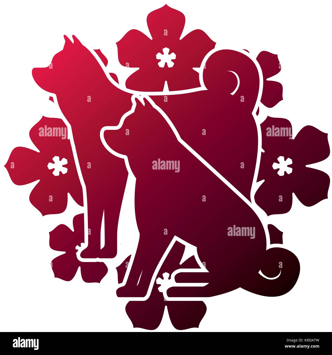 dogs mascots silhouettes with flowers Stock Vector Image & Art - Alamy