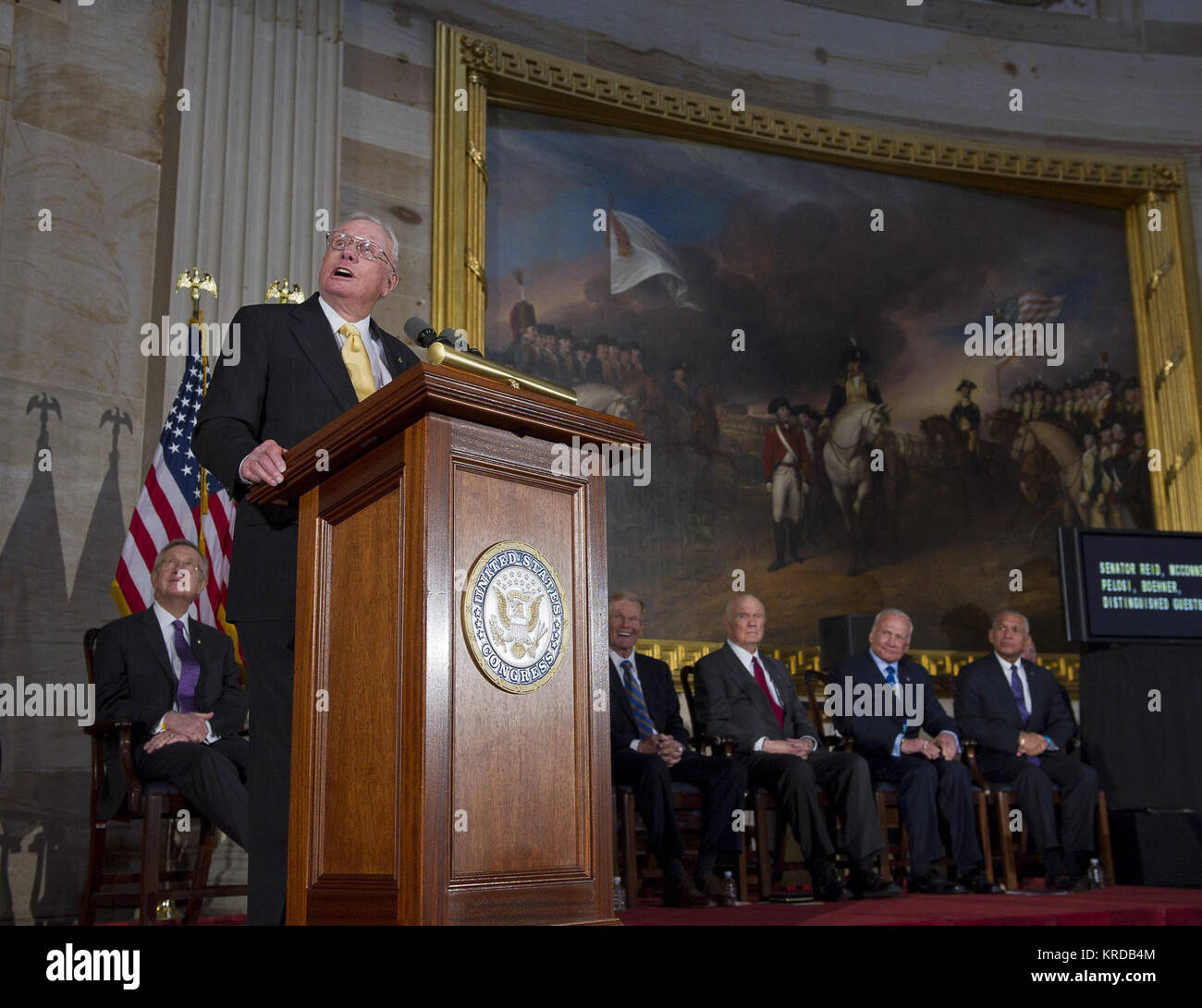 Neil Armstrong speaks during congressional gold medal ceremony Stock ...