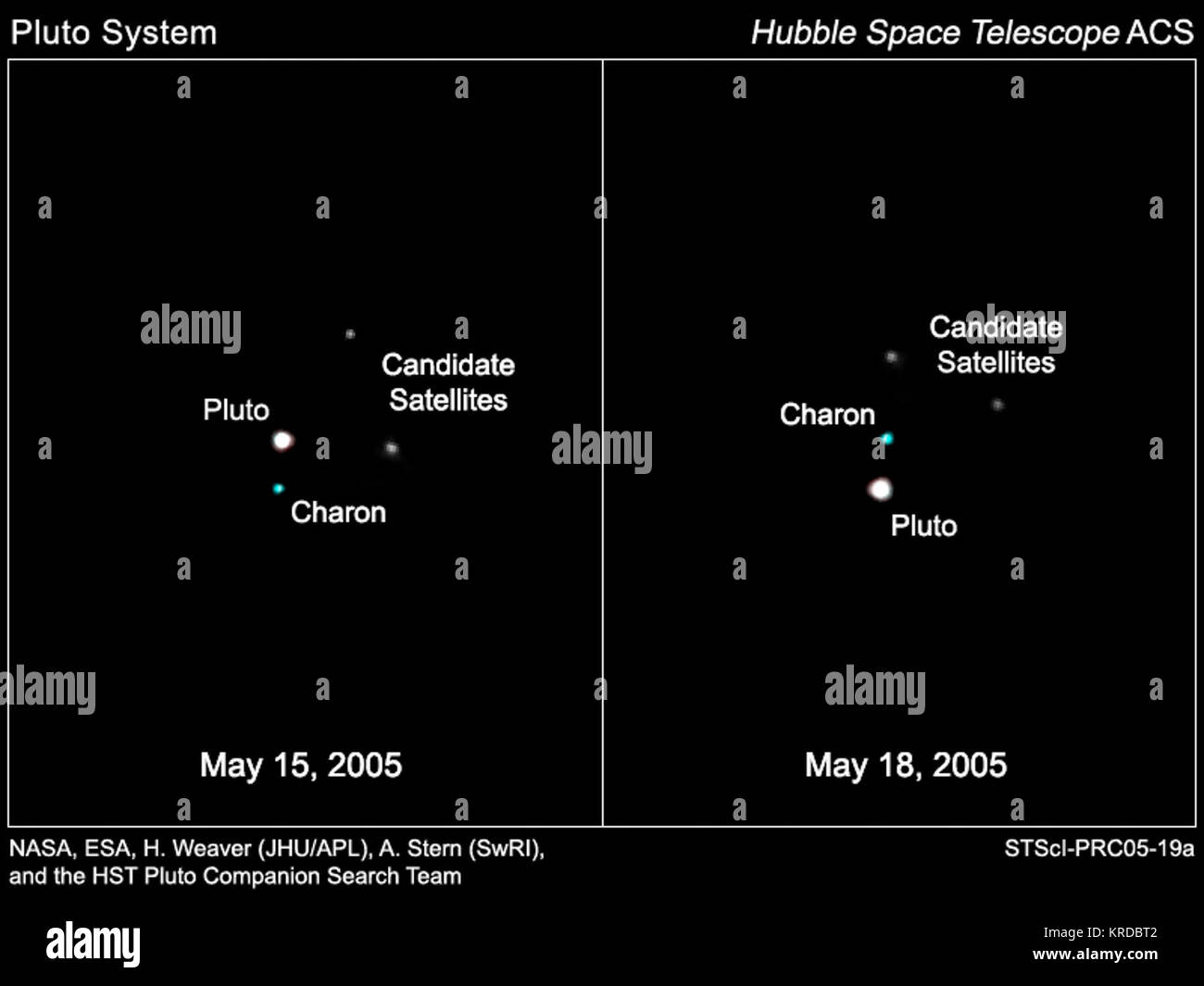 Pluto system 2005 discovery images Stock Photo - Alamy
