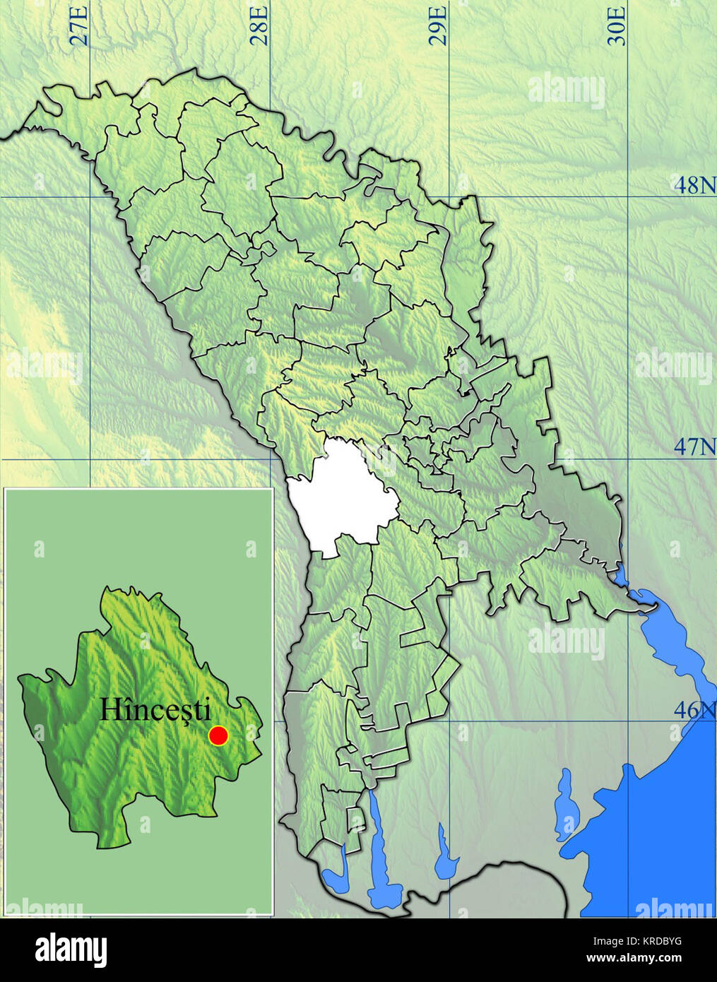 Raionul Hincesti location blank map Stock Photo - Alamy