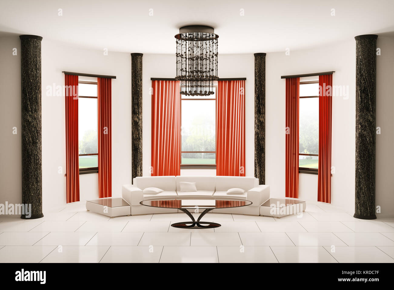 Round room with columns interior 3d render Stock Photo - Alamy