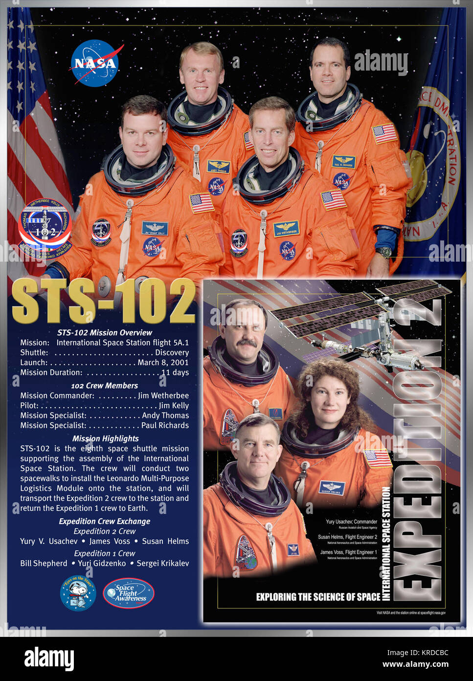 STS-102 NASA Space Flight Awareness mission poster STS-102 Mission Poster Stock Photo - Alamy