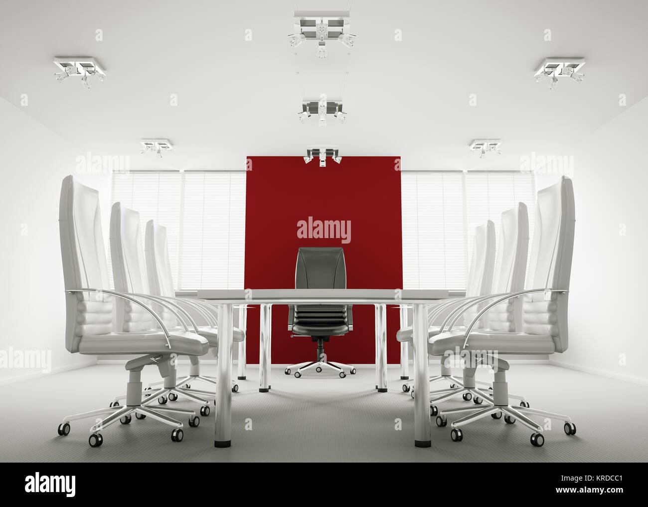 White red conference room interior 3d render Stock Photo - Alamy