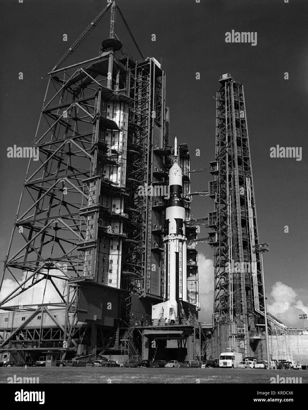 Saturn SA7 on launch pad Stock Photo - Alamy