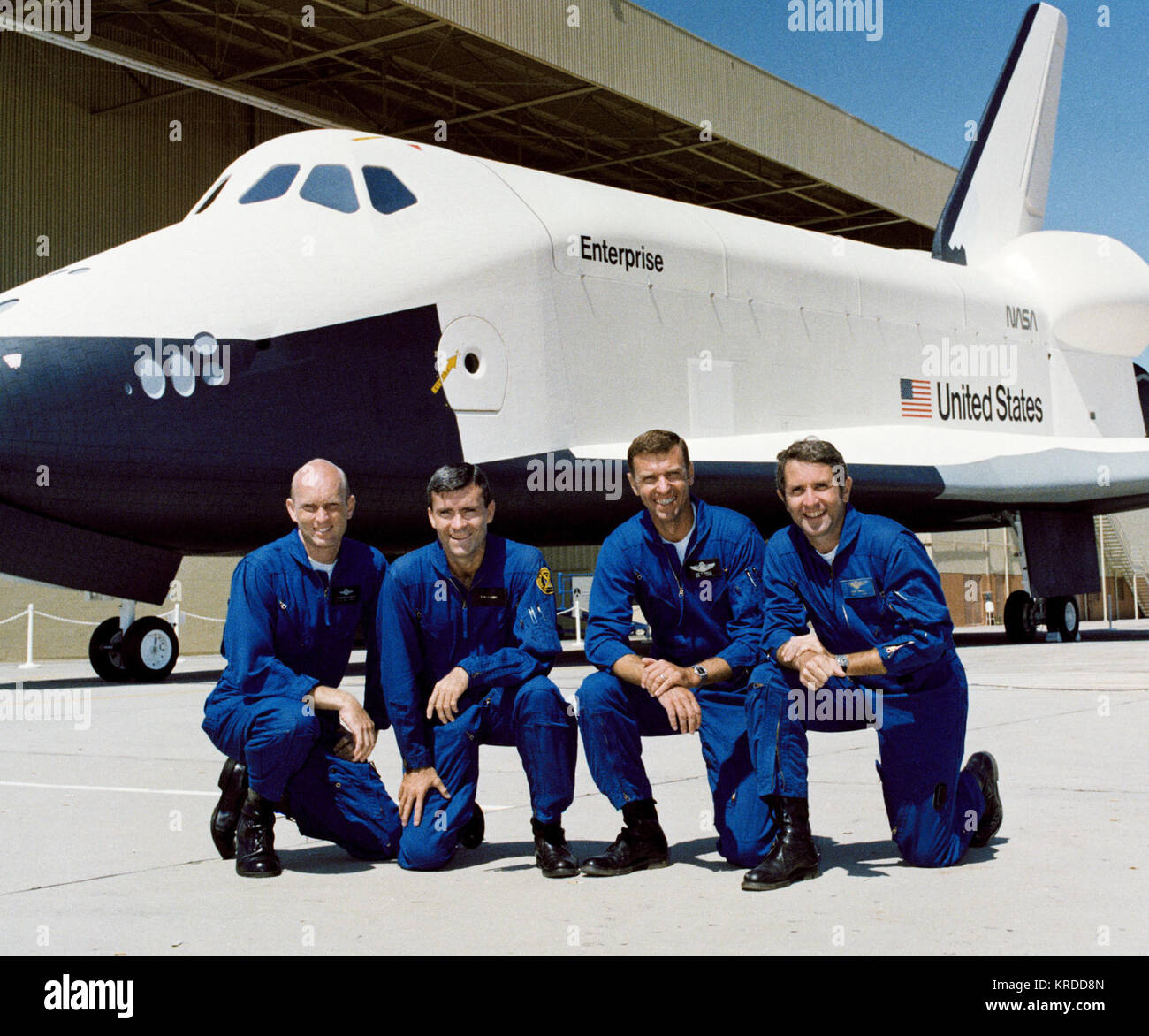 Space Shuttle Approach and Landing Tests crews - cropped Stock Photo ...