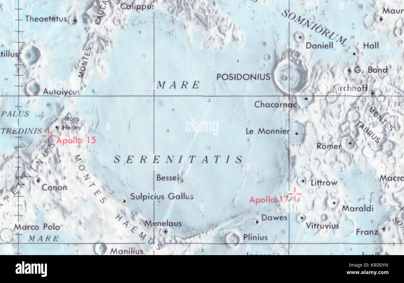 Apollo 15 and 17 landing site map LPC-1Serenitatis Stock Photo - Alamy