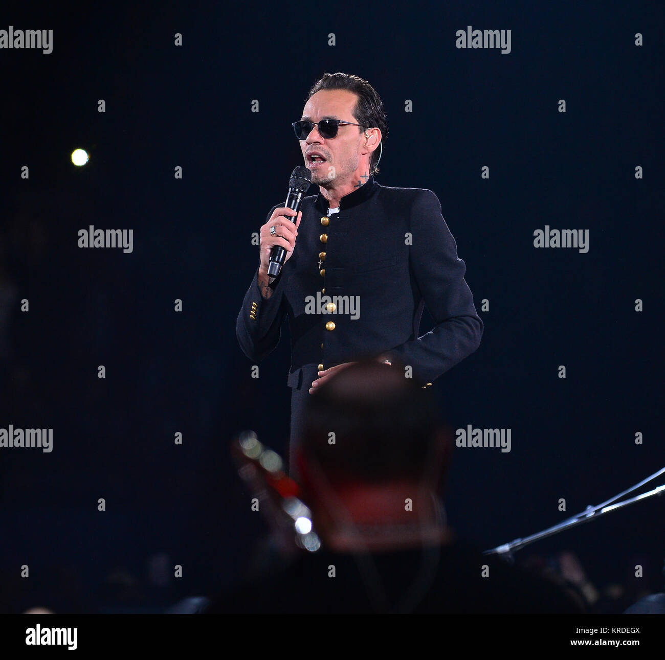 Marc Anthony performing onstage during his 'Full Circle Tour' at ...