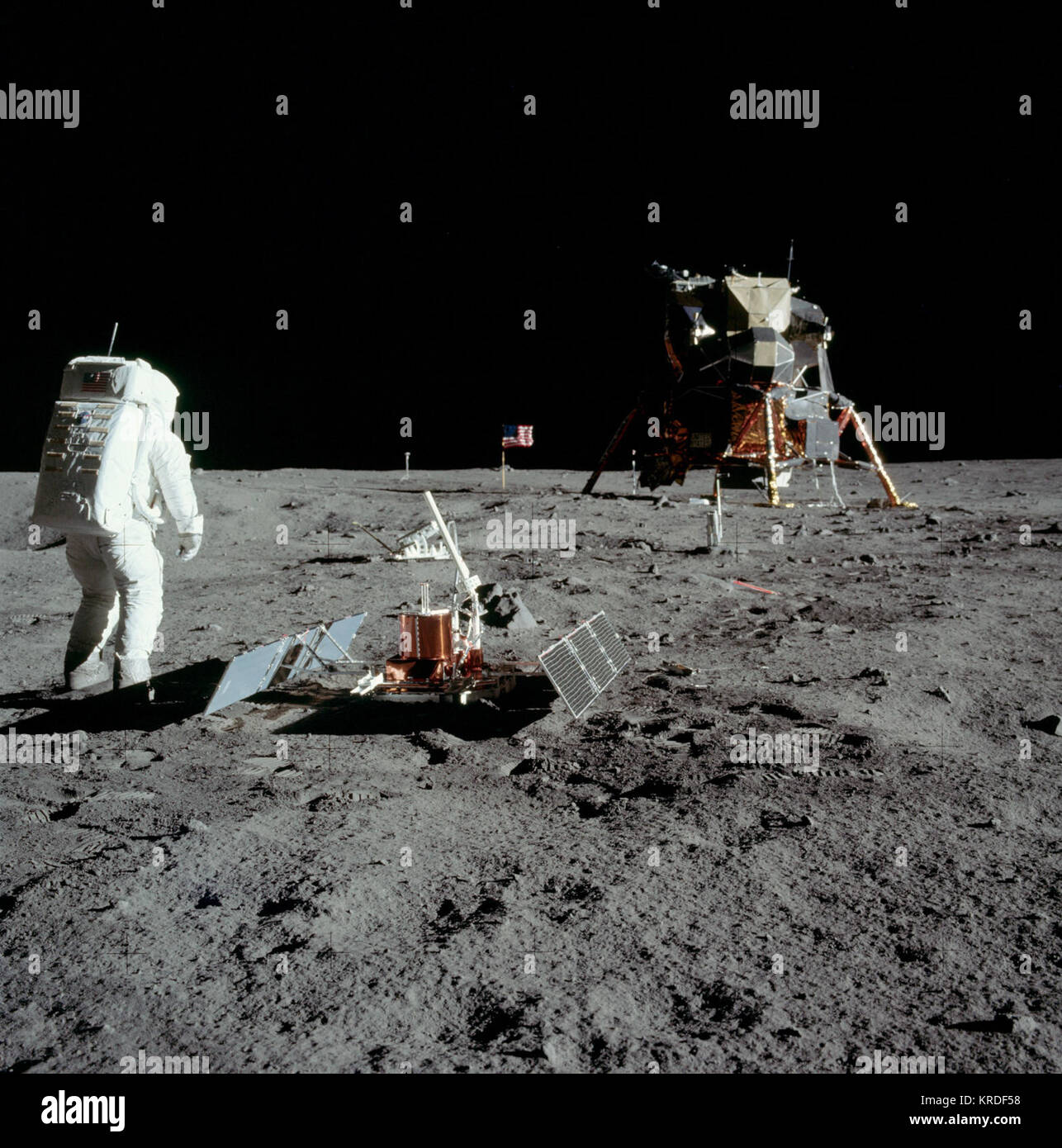 Aldrin with experiment Stock Photo - Alamy