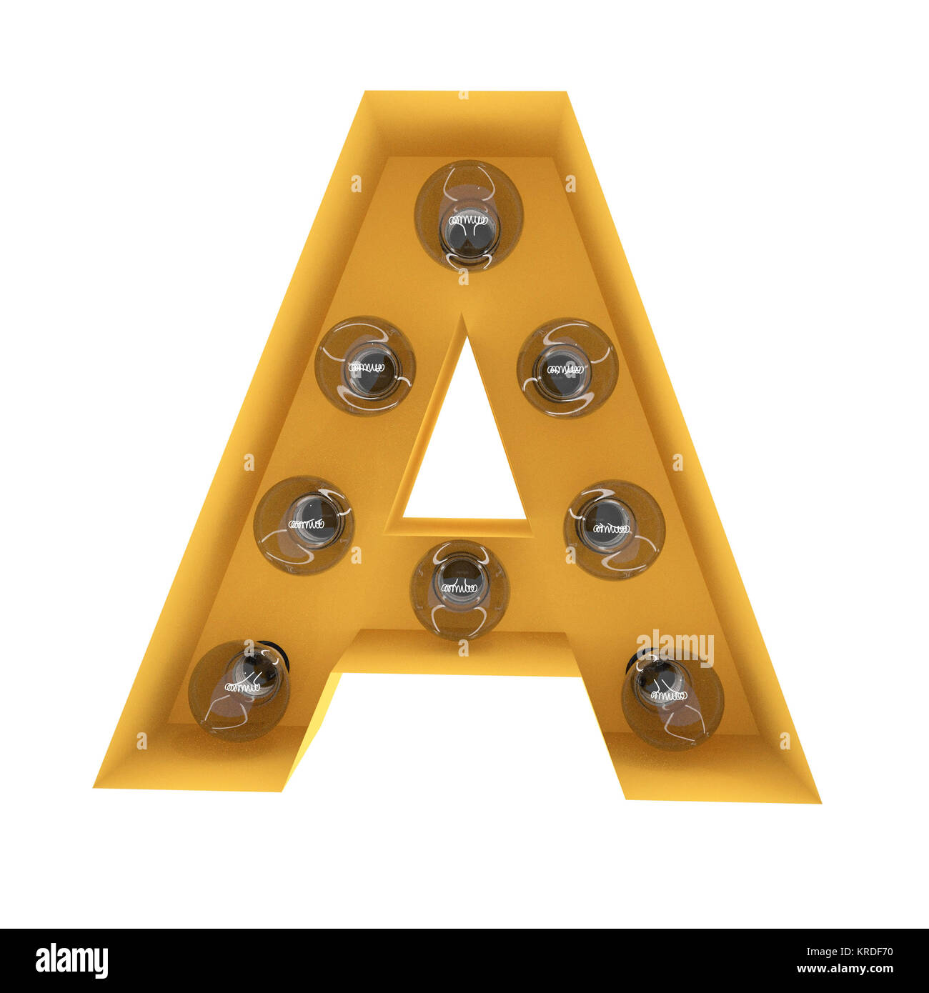 Letter A light sign yellow vintage. 3D rendering Stock Photo - Alamy
