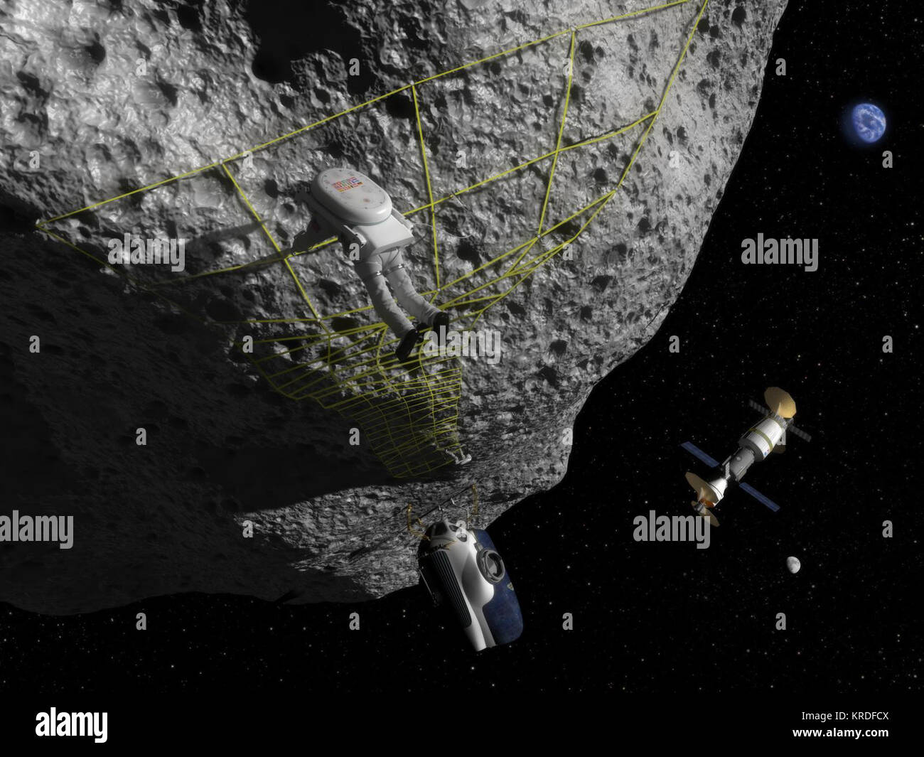 Artist Concept - Astronaut Performs Tethering Maneuvers at Asteroid ...