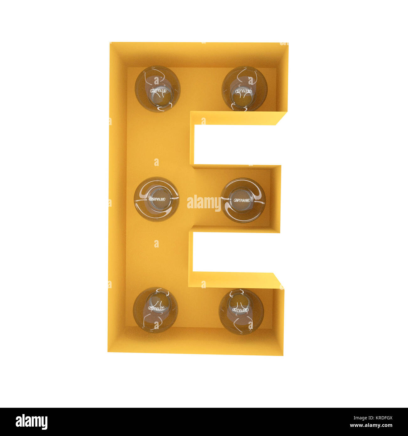 Letter E light sign yellow vintage. 3D rendering Stock Photo - Alamy