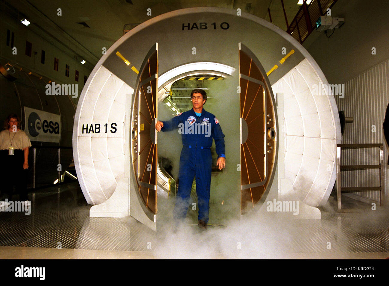 Blaha steps out of ISS module mockup Stock Photo - Alamy