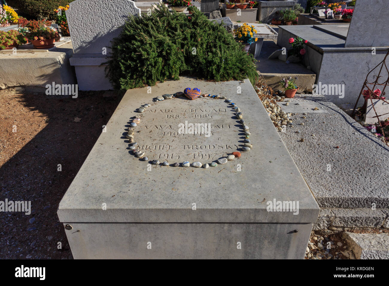 Grave stone of French painter Marc Chagall, Vava Chagall and Michel ...