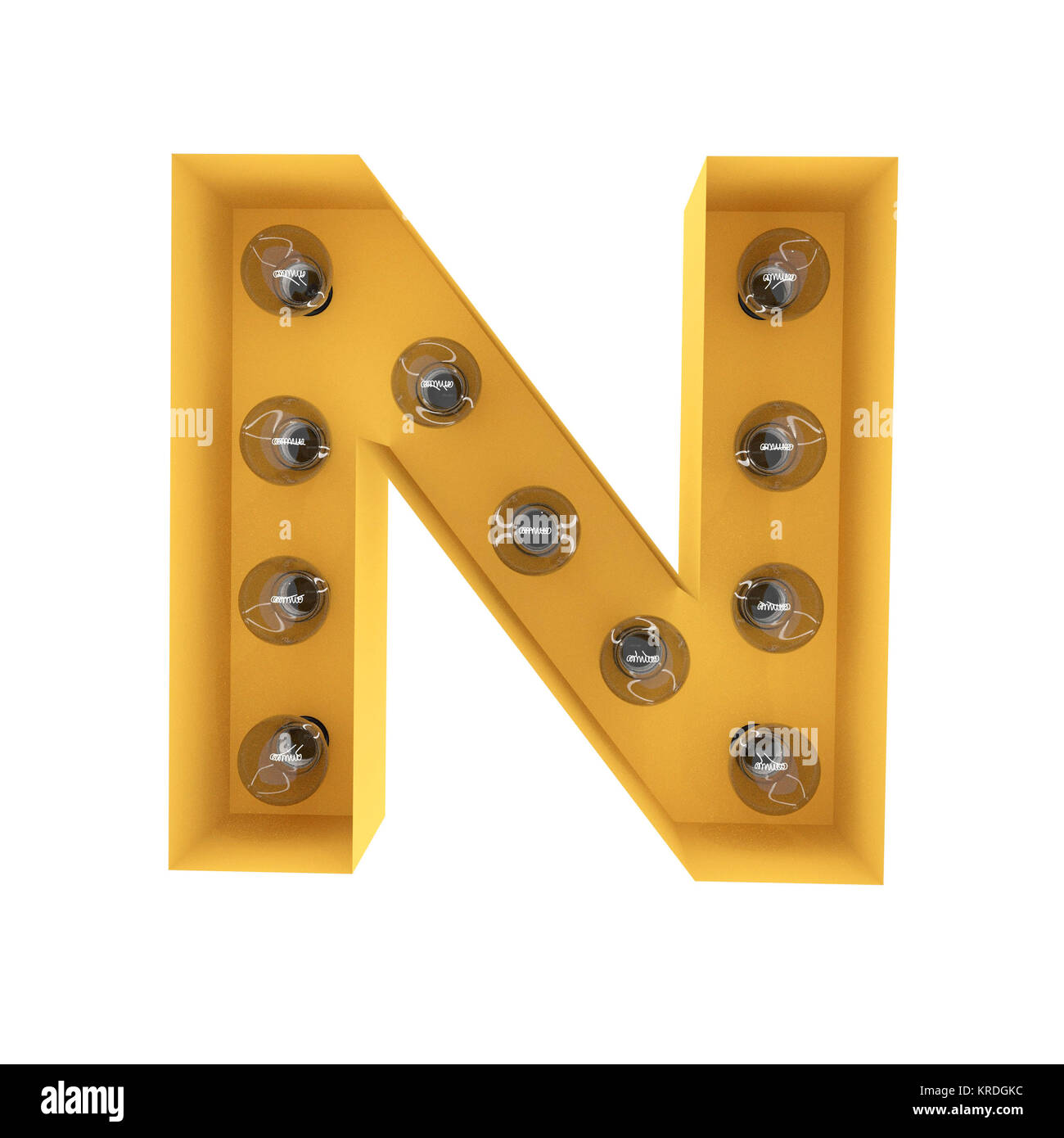 Letter N light sign yellow vintage. 3D rendering Stock Photo - Alamy