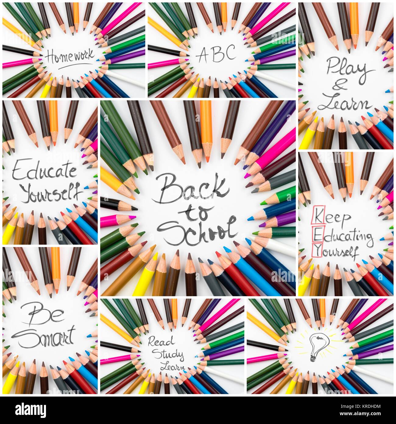 Photo collage of Back To School conceptual images Stock Photo - Alamy
