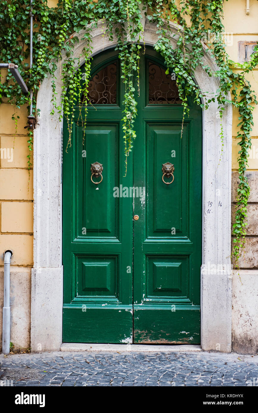 Beautiful door in Rome, Italy Stock Photo - Alamy