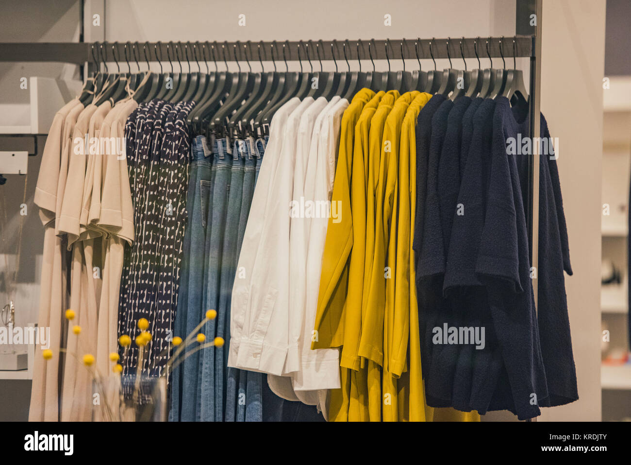 Women clothing on racks in a fashion store Stock Photo - Alamy