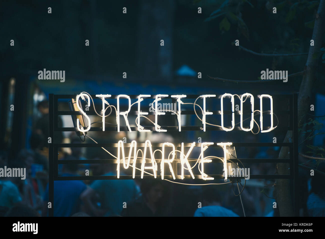 street food market sign Stock Photo - Alamy