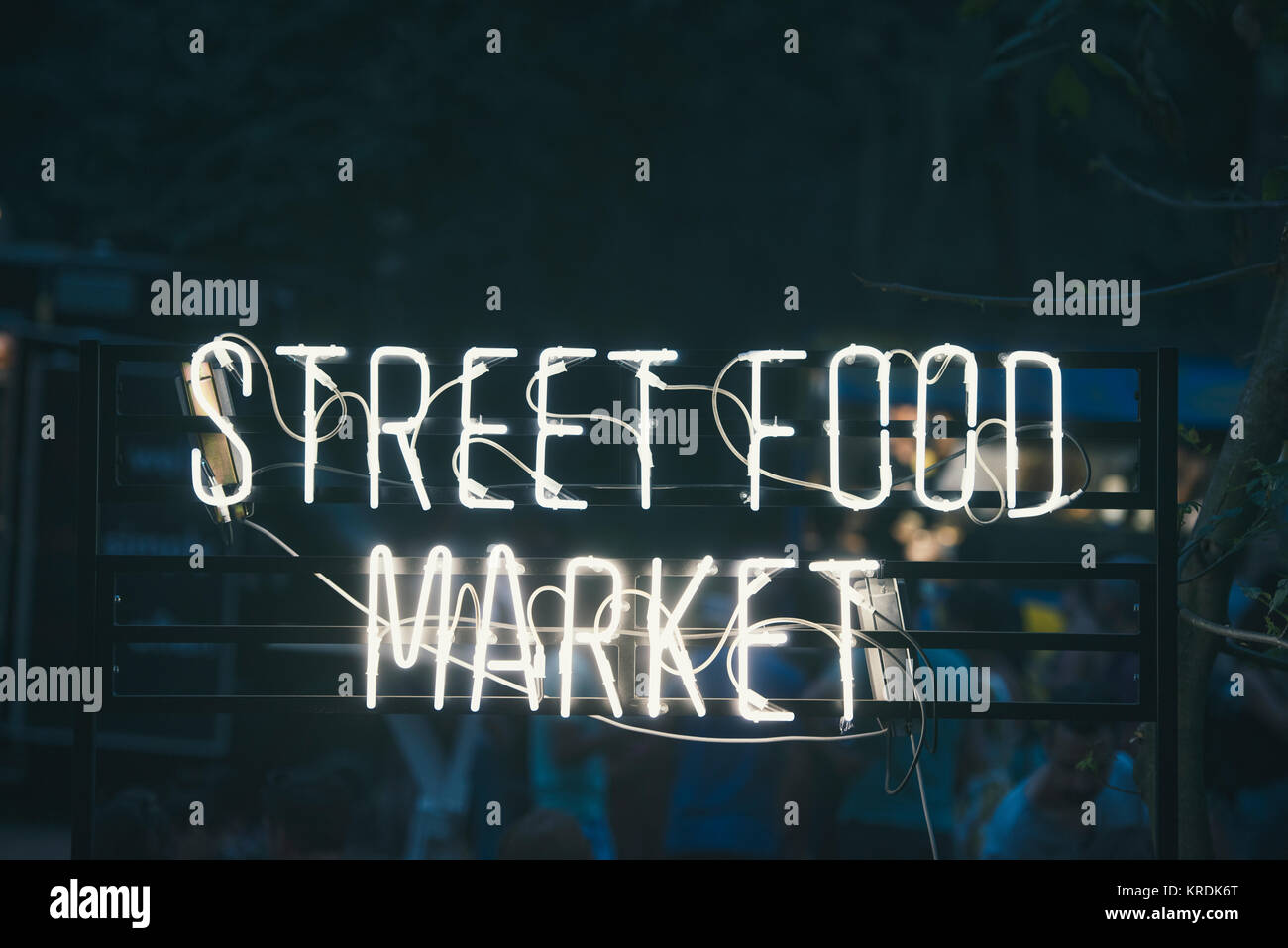 street food market sign Stock Photo - Alamy