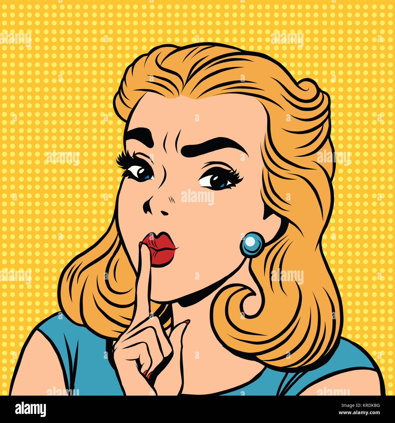 Emoji retro Shhh silence girl emoticons Stock Photo - Alamy